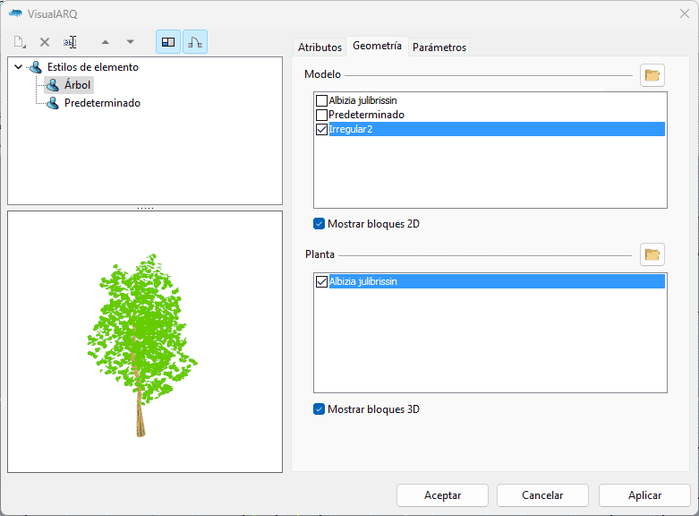 Estilos de elemento | VisualARQ help